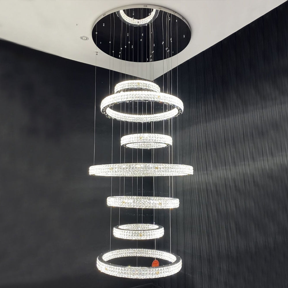 New Modern Light Luxury Oversized Multi-tiered Rings Crystal Chandelie